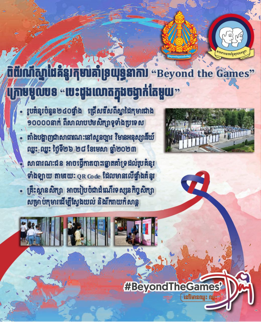 ស្នាដៃគំនូរកុមារកម្ពុជា គាំទ្រយុទ្ធនាការ #BeyondTheGames តាំងពិ